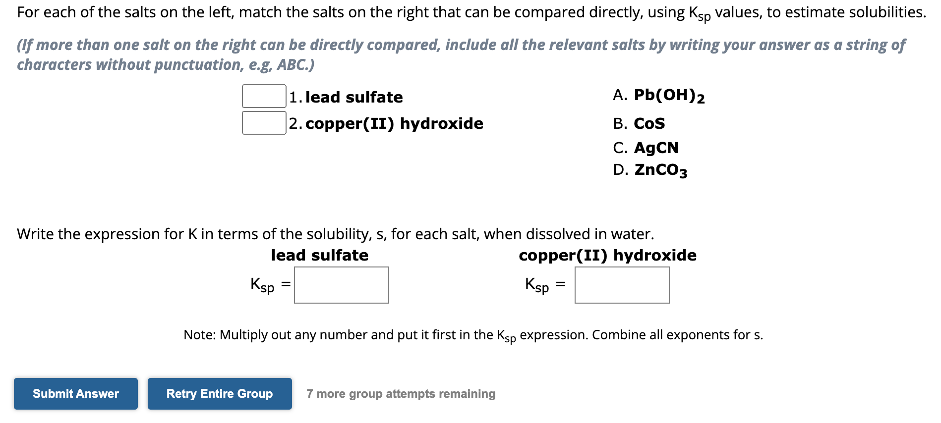 Solved For each of the salts on the left, match the salts on | Chegg.com