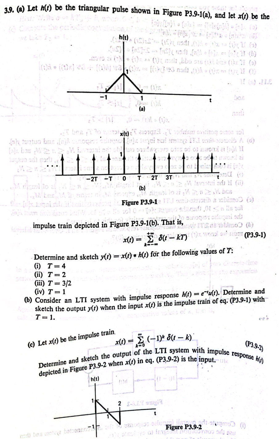 Solved 3.9. (a) Let h(t) be the triangular pulse shown in | Chegg.com