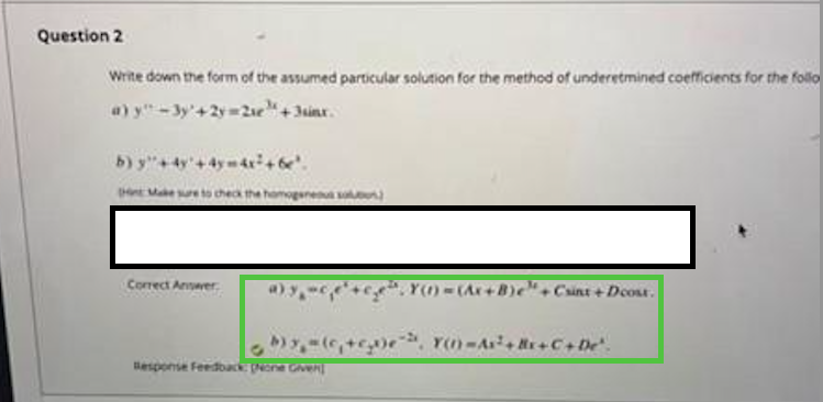 Solved write down the form of the assumed particular | Chegg.com