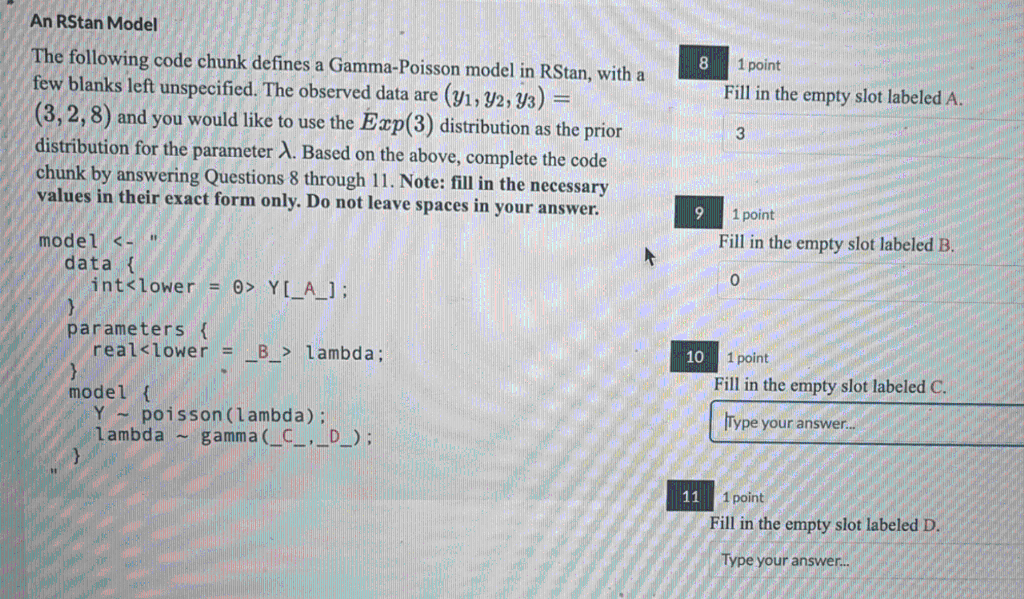 The following code chunk defines a Gamma-Poisson | Chegg.com