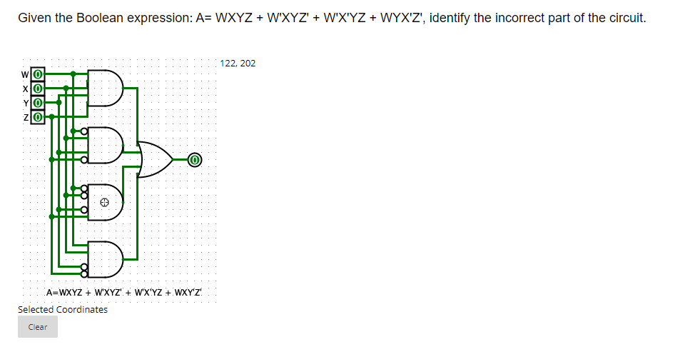 Solved Given the Boolean expression: A= WXYZ + W'XYZ' + | Chegg.com