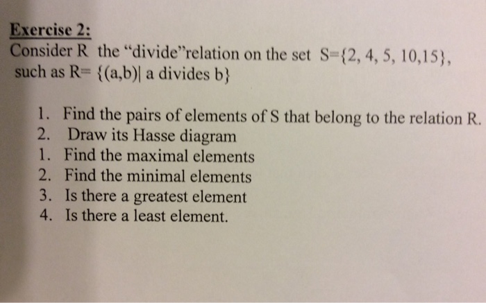 Solved Consider R the "divide" relation on the set S = {2, | Chegg.com