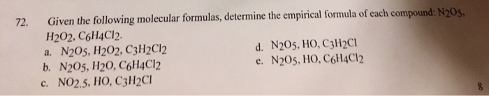 Solved 72. Given the following molecular formulas, determine | Chegg.com