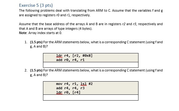 Solved Exercise 5 (3 pts) The following problems deal with | Chegg.com