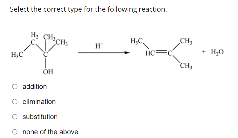 Solved Select the correct type for the following reaction. | Chegg.com