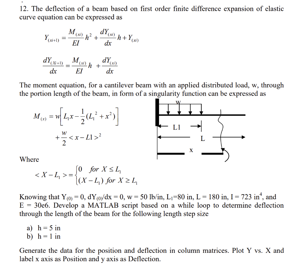 Solved 12. The deflection of a beam based on first order | Chegg.com