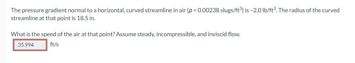 Solved The pressure gradient normal to a horizontal, curved | Chegg.com