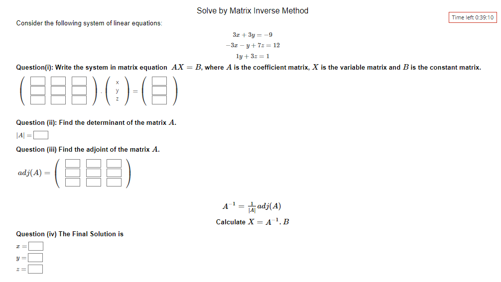 Solved Solve by Matrix Inverse Method Consider the following | Chegg.com