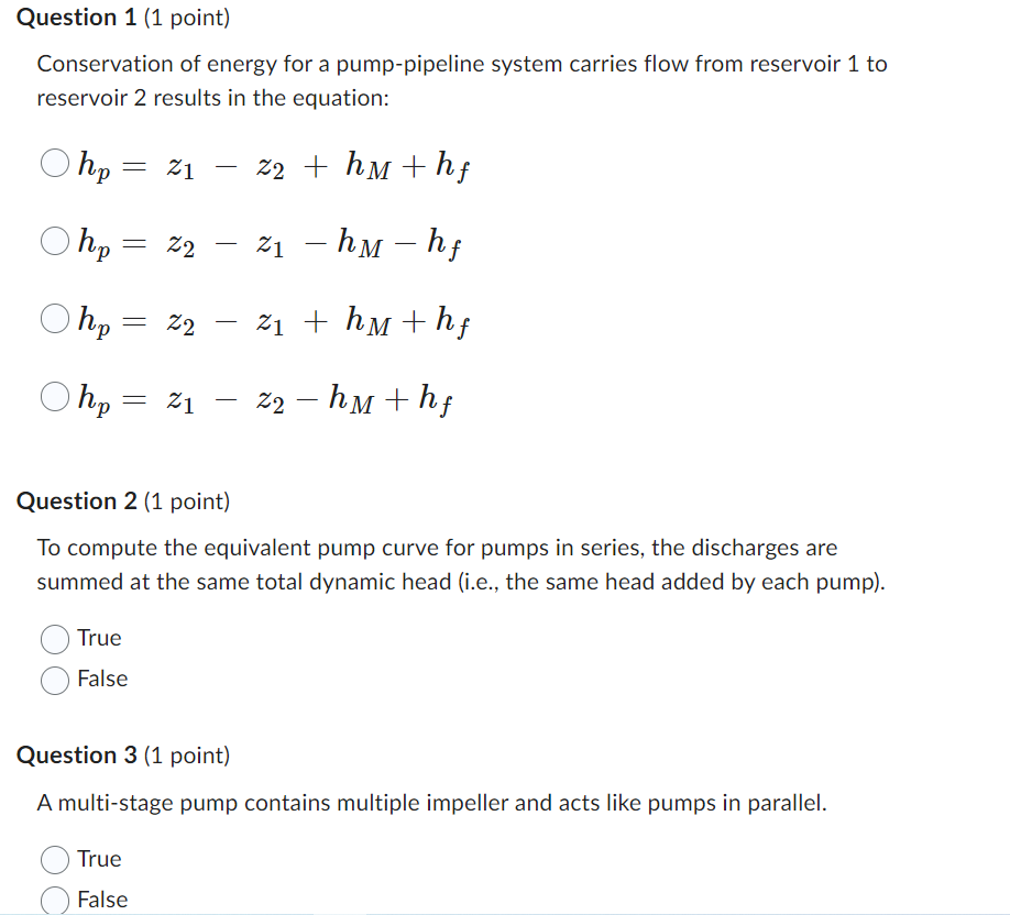 Solved Conservation of energy for a pump-pipeline system | Chegg.com