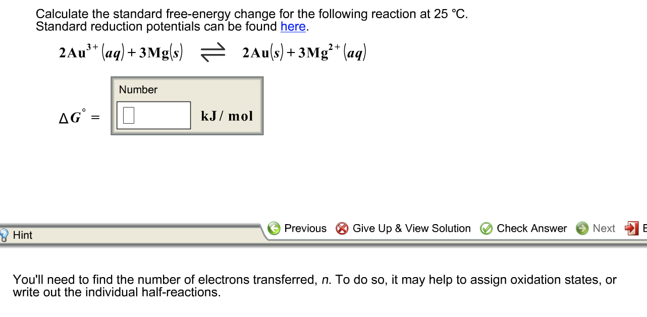 Solved Calculate the standard free-energy change for the | Chegg.com