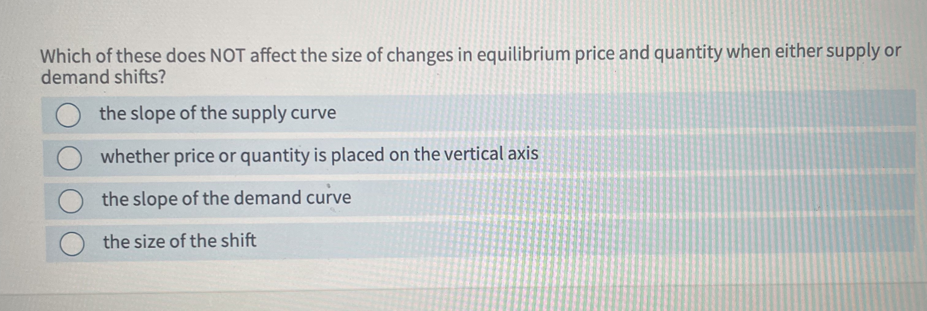 Solved Which of these does NOT affect the size of changes in | Chegg.com
