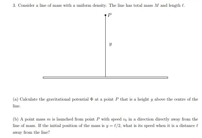 Solved 3. Consider a line of mass with a uniform density. | Chegg.com