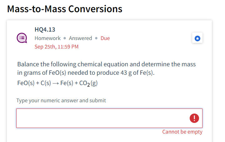 Solved Mass-to-Mass Conversions HQ4.13 Homework - Answered - | Chegg.com