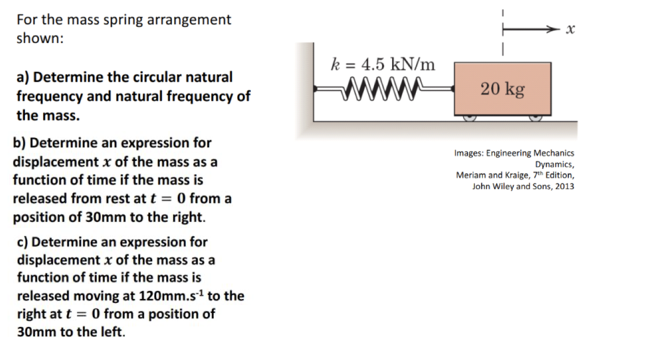 Solved For the mass spring arrangementshown:a) ﻿Determine | Chegg.com