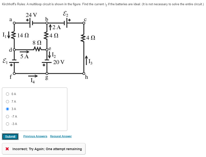 Solved Kirchhoff's Rules: A multiloop circuit is ﻿shown in | Chegg.com