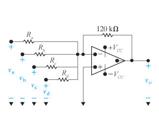 Solved Design an inverting-summing amplifier so that Vo = | Chegg.com