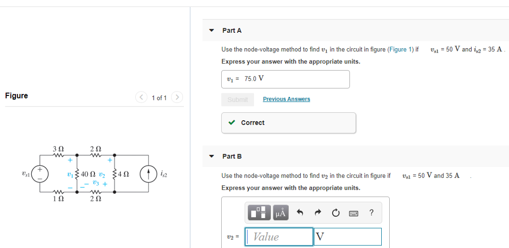 Solved Part A Use the node-voltage method to find vi in the | Chegg.com