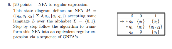 Solved [20 points] NFA to regular expression. This state | Chegg.com