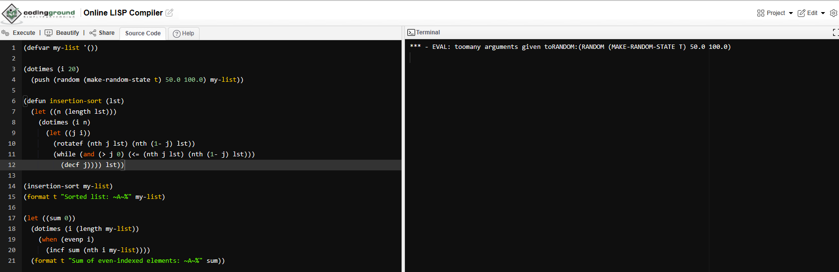 Solved Hi I am trying to fix my Lisp code I keep getting | Chegg.com