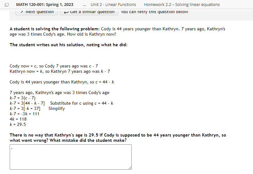 Solved A student is solving the following problem: Cody is | Chegg.com