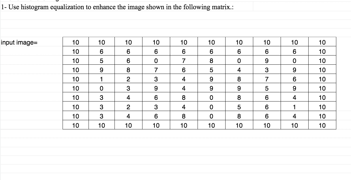 1- Use histogram equalization to enhance the image | Chegg.com