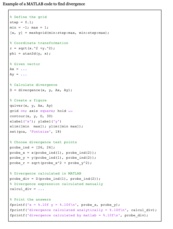 Solved Task 1: Divergence and curl of a vector field (a) For | Chegg.com