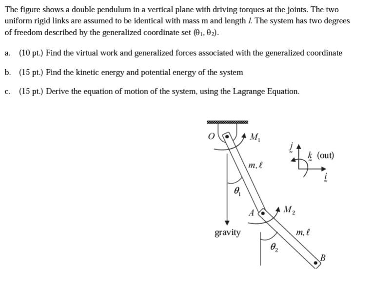 Solved The figure shows a double pendulum in a vertical | Chegg.com