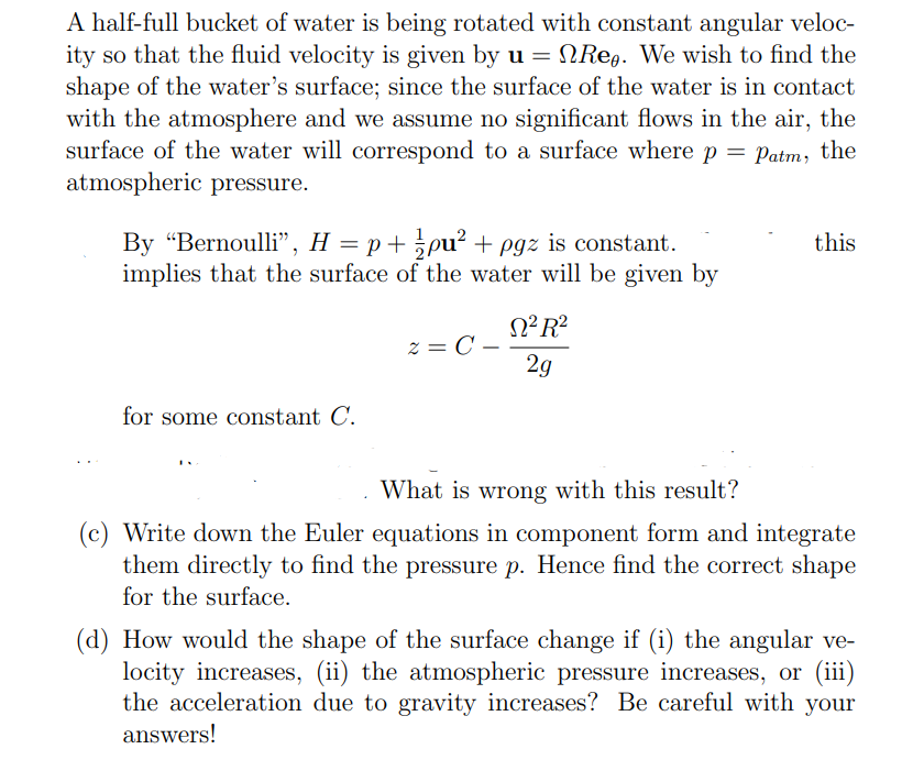 Solved A half-full bucket of water is being rotated with | Chegg.com