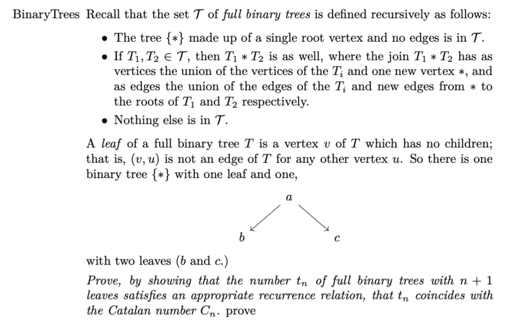 Solved Binary Trees Recall that the set T of full binary | Chegg.com