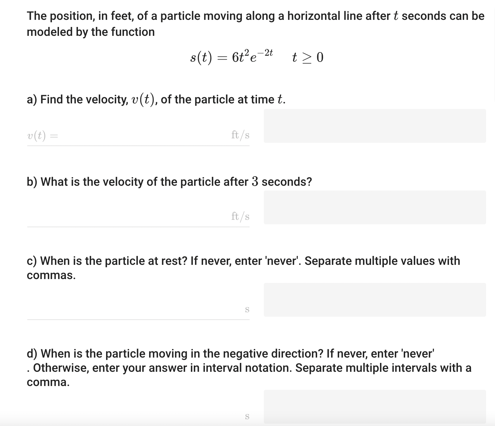 The position, in feet, of a particle moving along a | Chegg.com