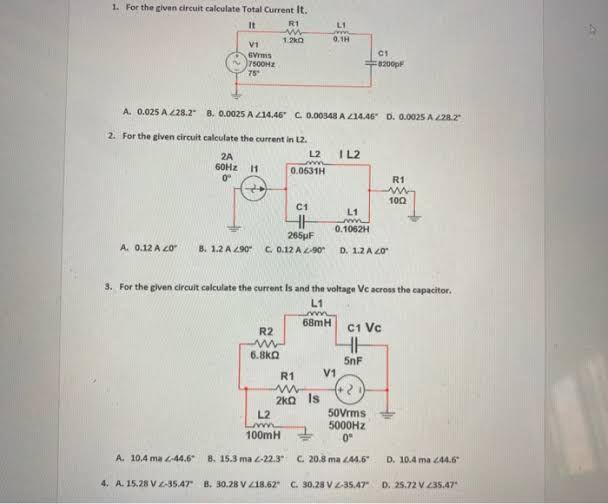 Solved w 1. For the given circuit calculate Total Current | Chegg.com