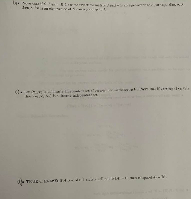 Solved b). Prove that if S-AS = B for some invertible matrix | Chegg.com