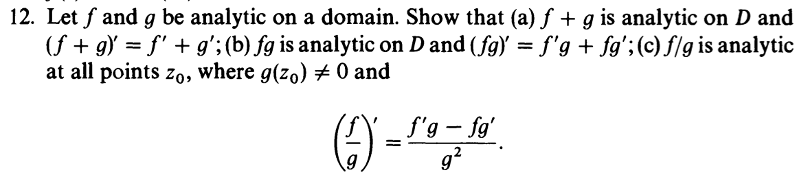 12. Let f and g be analytic on a domain. Show that | Chegg.com