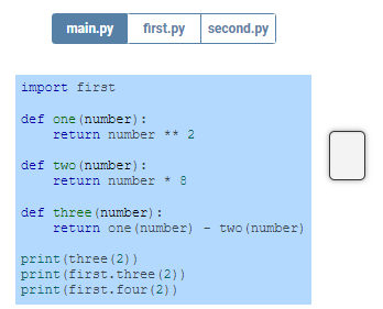 Solved import first def one (number): return number ** def | Chegg.com