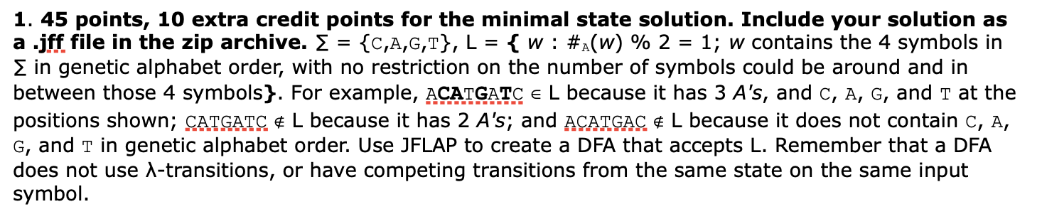 Solved = = 1. 45 points, 10 extra credit points for the | Chegg.com