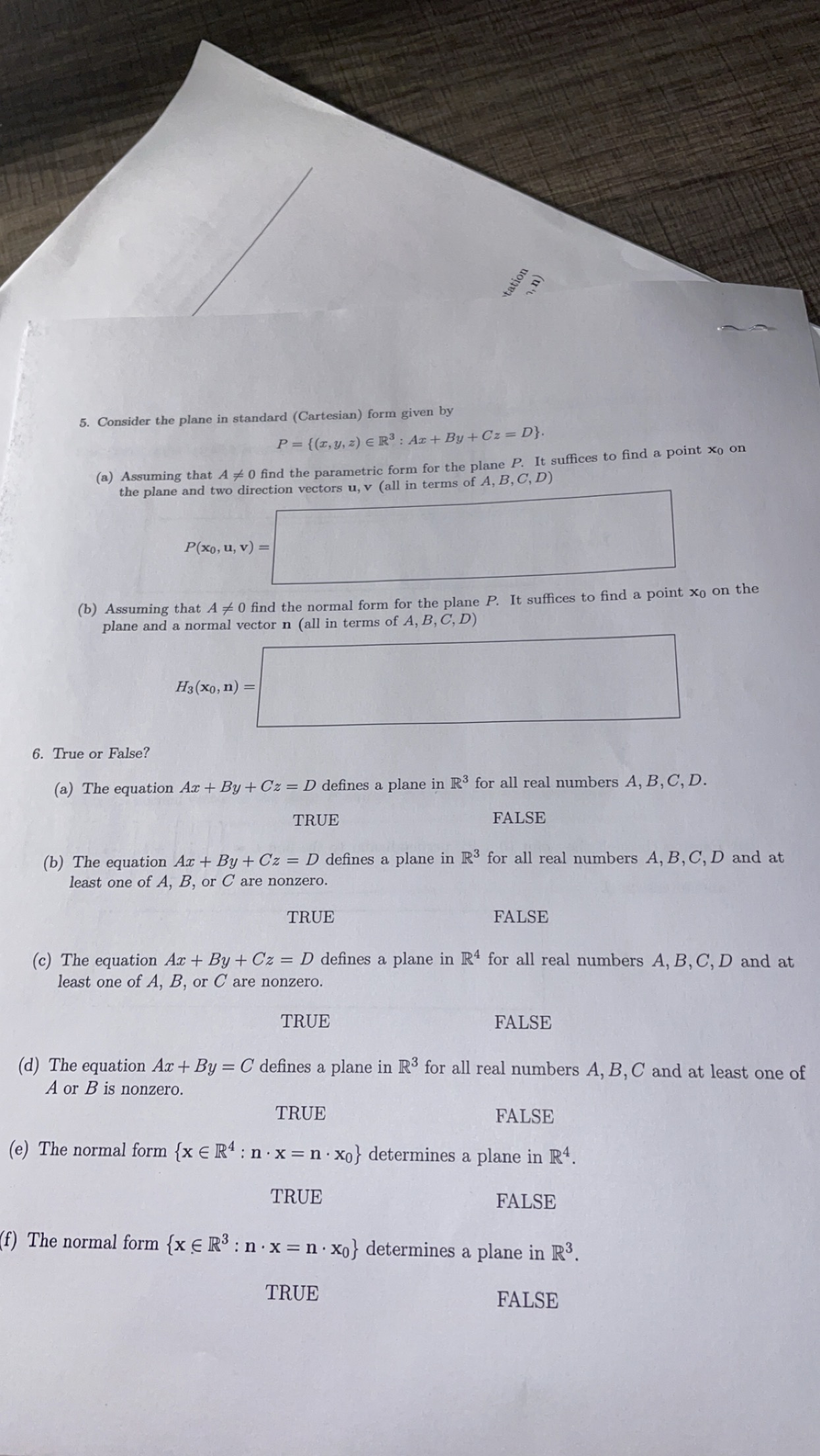 Solved 5. Consider the plane in standard (Cartesian) form | Chegg.com