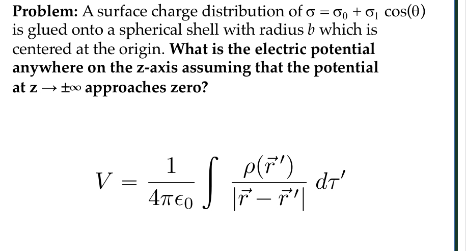 Solved Problem: A surface charge distribution of | Chegg.com