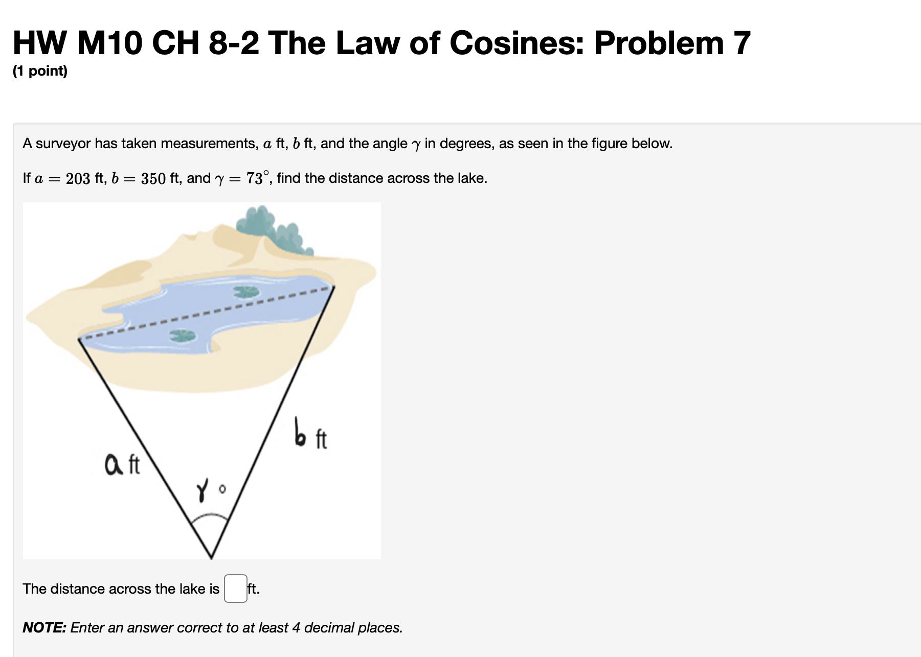 Solved HW M10 CH 8-2 The Law of Cosines: Problem 7 (1 point) | Chegg.com