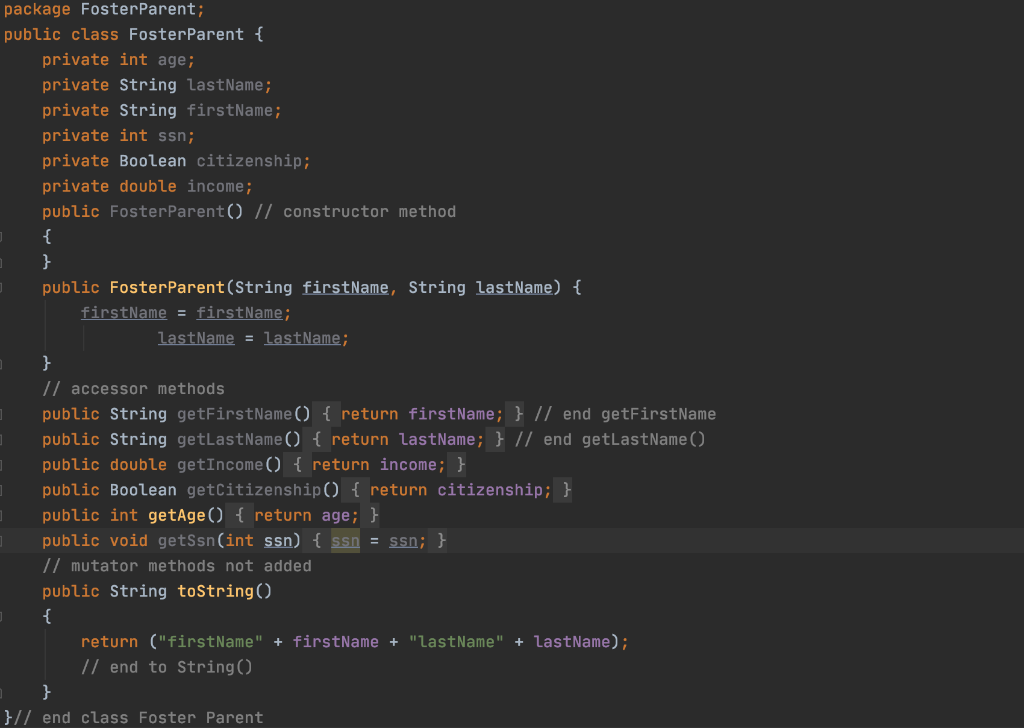 Solved /.../ package FosterParent; public class Main { | Chegg.com