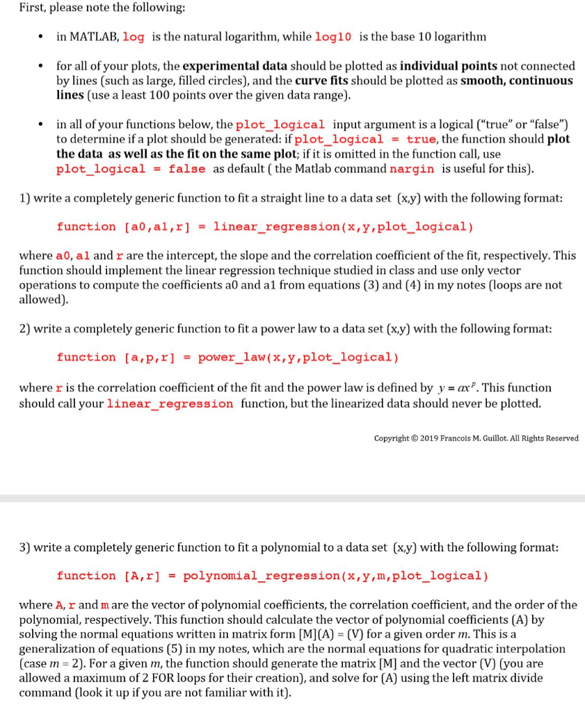 First Please Note The Following • In Matlab Log Is