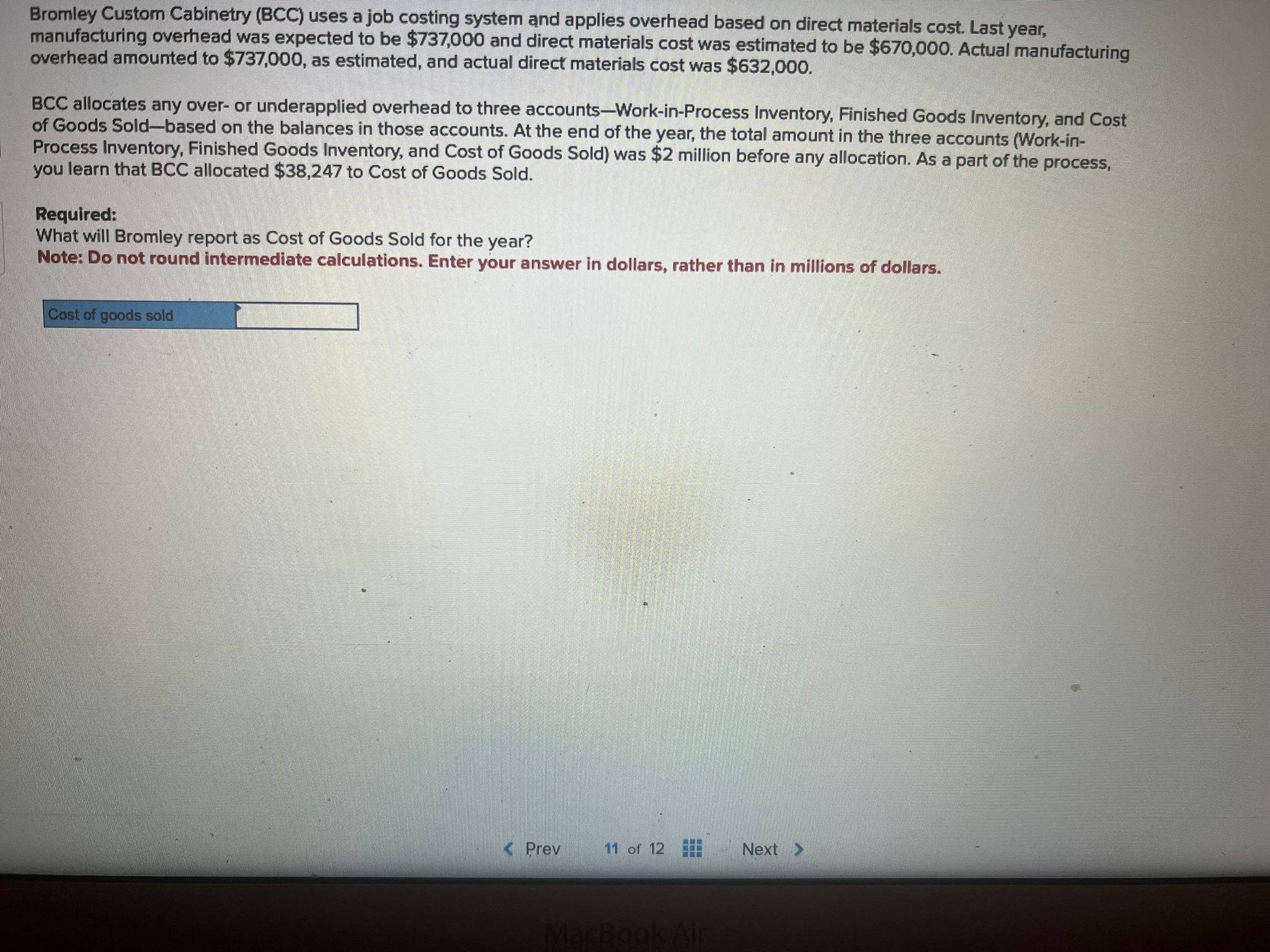 Solved Bromley Custom Cabinetry (BCC) uses a job costing | Chegg.com