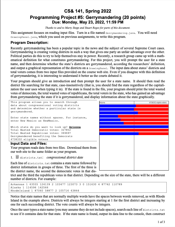 Solved CS\& 141, Spring 2022 Programming Project \#5: | Chegg.com