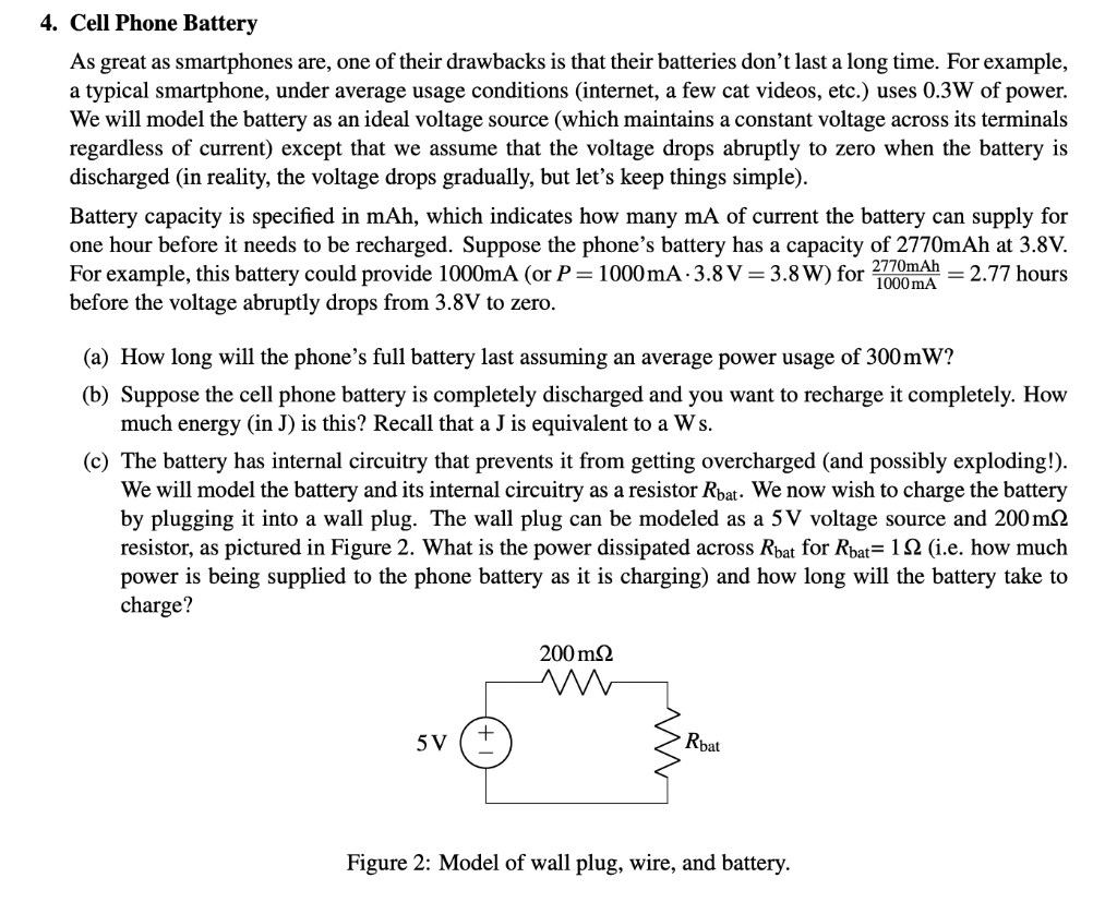 Solved Cell Phone Battery As great as smartphones are, one | Chegg.com