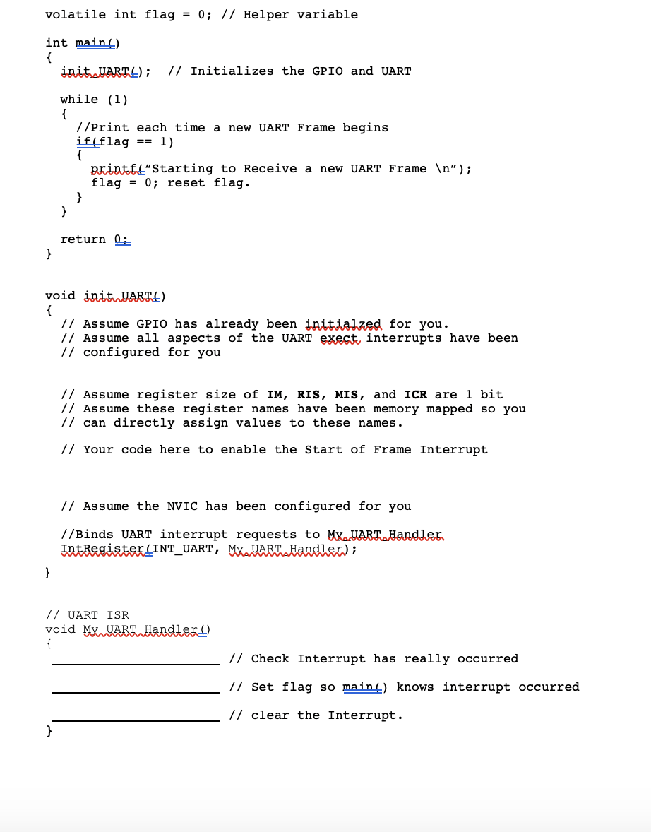 volatile int flag = 0; // Helper variable int main) { | Chegg.com