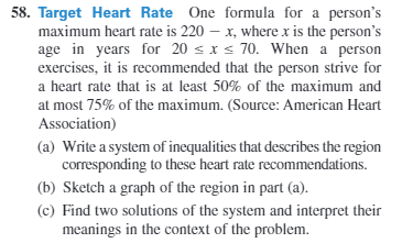 Solved 58. Target Heart Rate One formula for a person's | Chegg.com