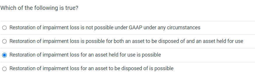 Solved Which of the following is true? Restoration of | Chegg.com