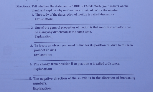 Solved Directions: Tell whether the statement is TRUE or | Chegg.com