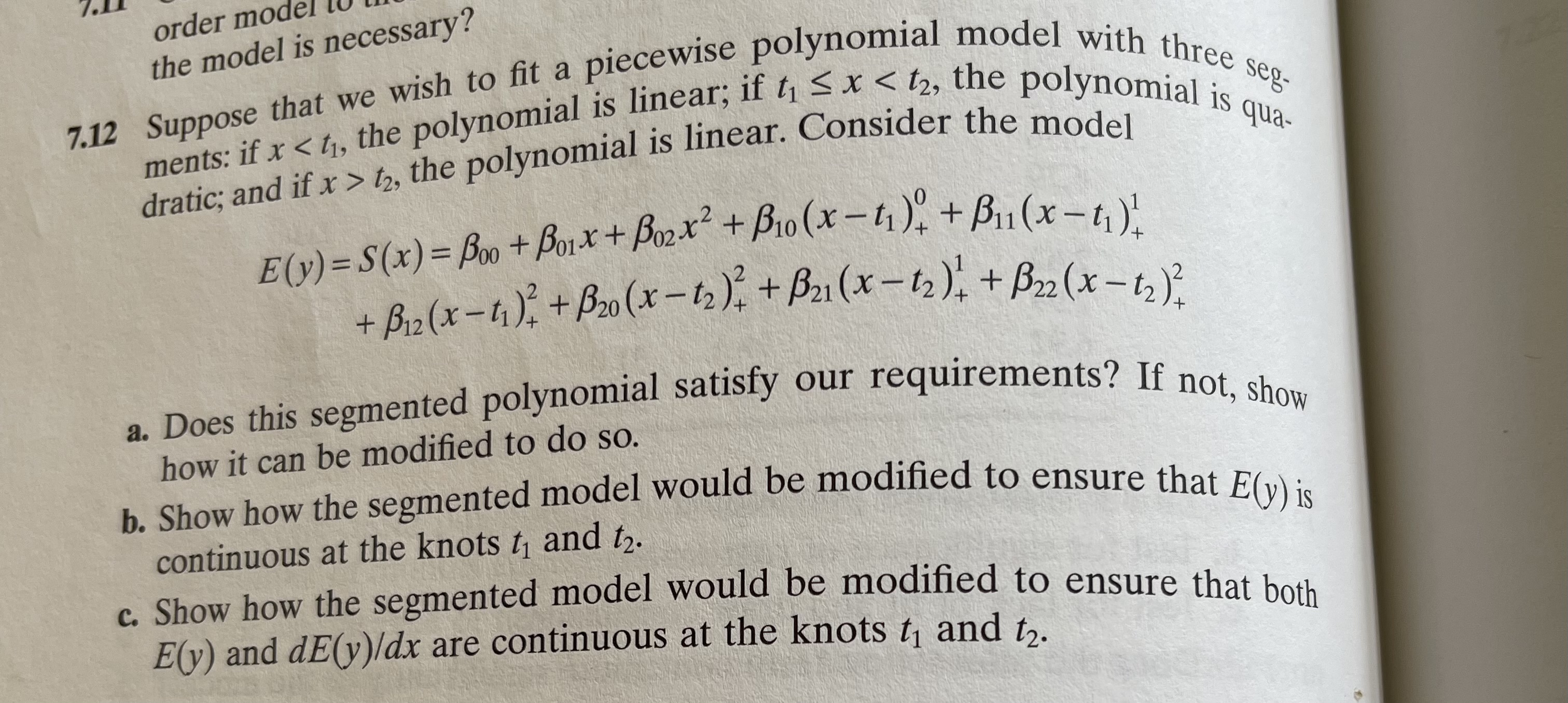 Solved 712 Suppose That We Wish To Fit A Piecewise 
