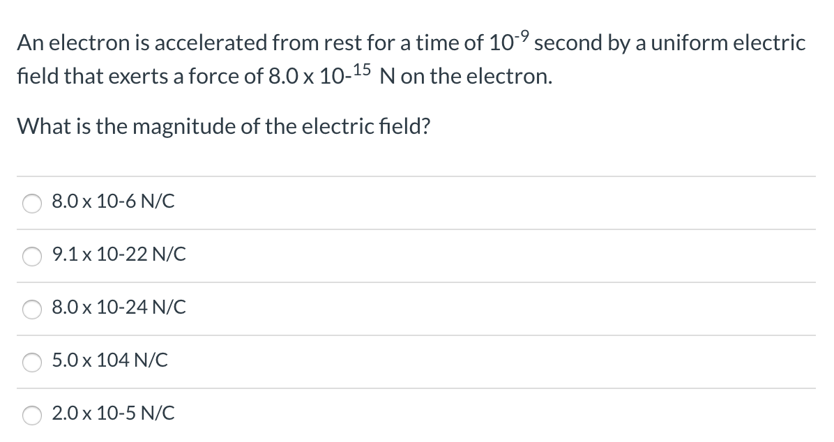 Solved An electron is accelerated from rest for a time of | Chegg.com