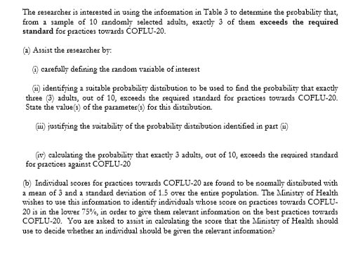 Solved To examine practices towards COFLU-20, the researcher | Chegg.com